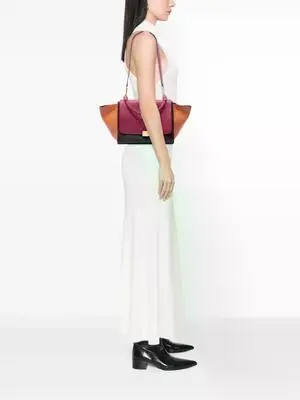 Celine Medium Tricolor Leather Trapeze Satchel - Red