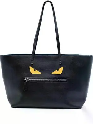 Fendi Leather Roll Tote Bag - Black