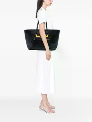 Fendi Leather Roll Tote Bag - Black