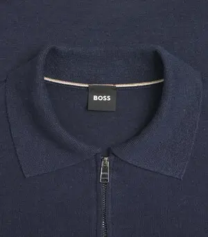 BOSS Linen-blend Zip-up Polo Shirt