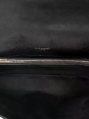 Saint Laurent Large Chevron Sheepskin Monogram College Bag - Black