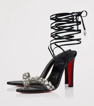 CHRISTIAN LOUBOUTIN Fanny Jolly Leather Sandals - Silver