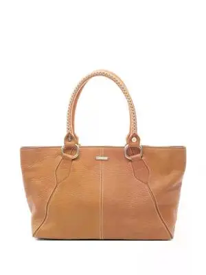 Celine 2000s Whipstitch Leather Tote Bag - Brown
