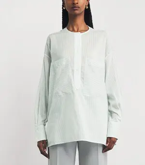 Eleventy Cotton-silk Striped Shirt