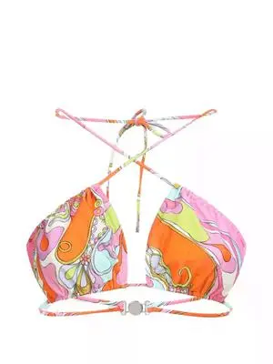 Emilio Pucci Abstract Print Halterneck Bikini Top - Orange