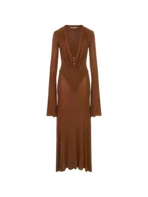 MANURI Suki Ruched Maxi Dress - Brown