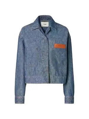 Fendi Cotton Logo Patch Pocket Jacket - Blue