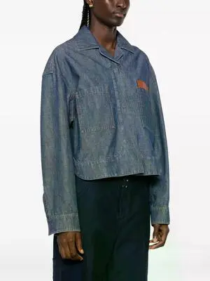 Fendi Cotton Logo Patch Pocket Jacket - Blue