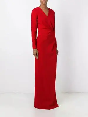 LANVIN Wool Blend Wrap Detail Maxi Dress