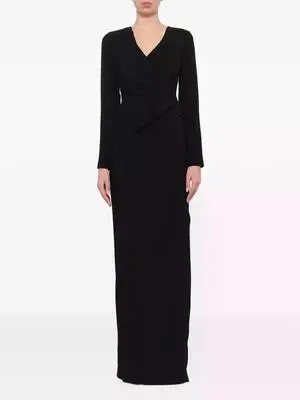 LANVIN Wool Blend Wrap Detail Maxi Dress - Red