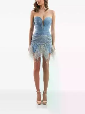 IMROSKA Feather-trim Lace-embellished Dress