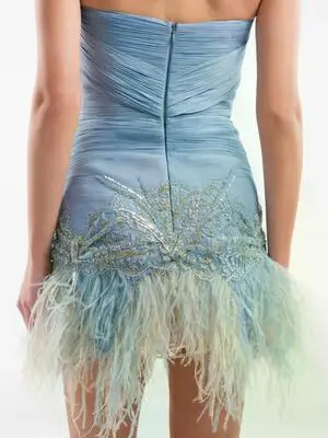 IMROSKA Feather-trim Lace-embellished Dress