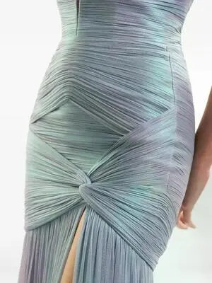 IMROSKA Strapless Ruched Slit Dress