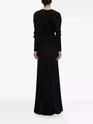 V:PM ATELIER Anais Pleated-cape Maxi Dress