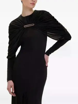 V:PM ATELIER Anais Pleated-cape Maxi Dress