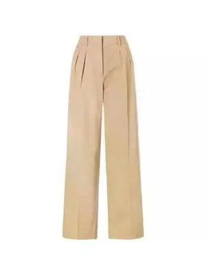 Moncler Cotton Gabardine Wide-leg Tailored Trousers - Neutrals
