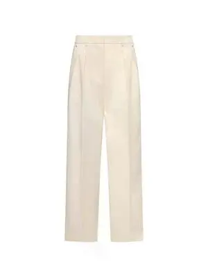 Moncler Cotton Gabardine Wide-leg Tailored Trousers - Neutrals
