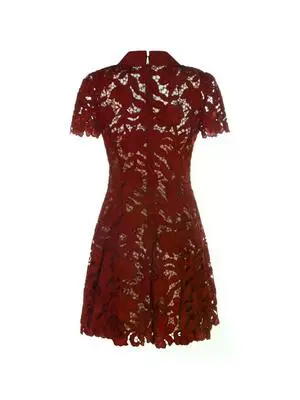 SELF-PORTRAIT Burgundy Floral Guipure Lace Mini Dress