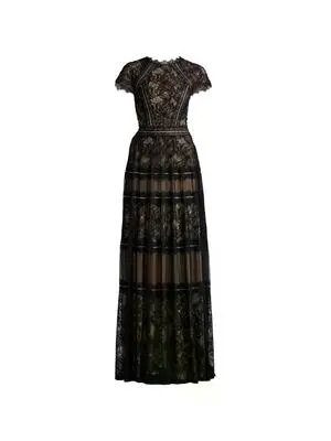 Tadashi Shoji Ahern Lace-panelled Tiered Maxi Dress