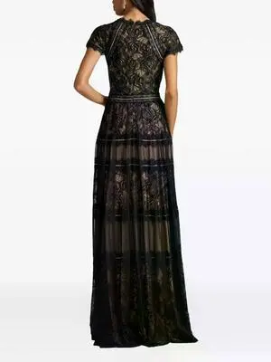 Tadashi Shoji Ahern Lace-panelled Tiered Maxi Dress