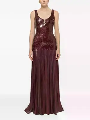 NISSA Sequin-embellished Crystal-detail Maxi Dress