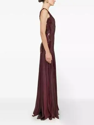 NISSA Sequin-embellished Crystal-detail Maxi Dress