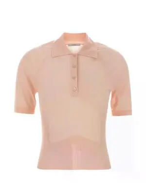 Givenchy Cropped Wool Knit Polo Shirt - Pink