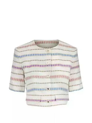 Veronica Beard Striped Cropped Jacket - Neutrals