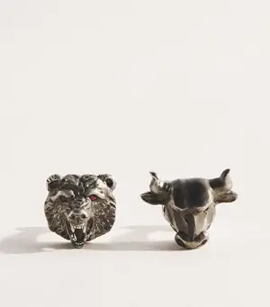 DEAKIN & FRANCIS Sterling Silver Bull & Bear Cufflinks - Black