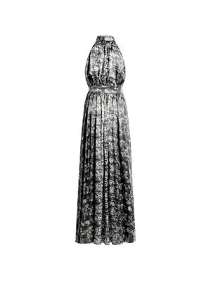 COLLINI MILANO Meg Bow-detail Halterneck Maxi Dress - Black