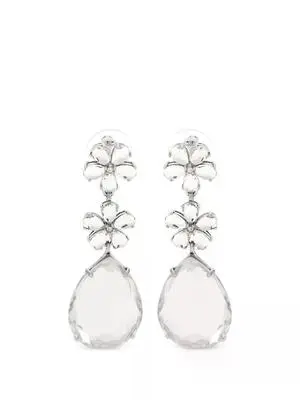SELF-PORTRAIT Crystal Flower Tiered Earrings - Silver
