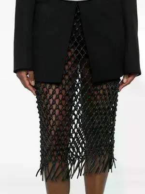 THE FRANKIE SHOP Nelaya Macramé Leather Midi Skirt