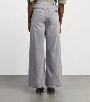 7 For All Mankind Lotta High-rise Wide-leg Jeans - Grey