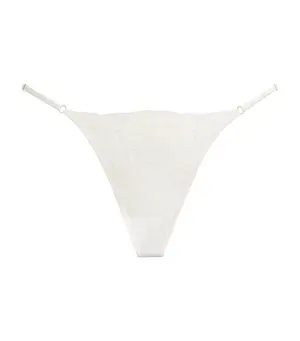 Kiki De Montparnasse Lace Fleurs Veloutées Thong - Ivory