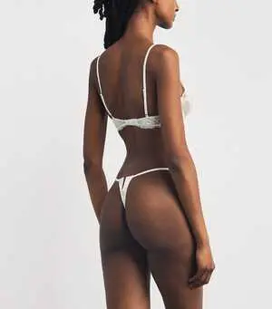 Kiki De Montparnasse Lace Fleurs Veloutées Thong