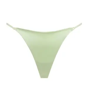 Kiki De Montparnasse Stretch-silk Tous Les Jours Thong - Green