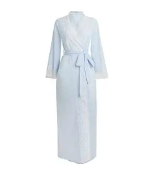 BOCAN Cotton Lace-trim Yasmine Robe - Blue