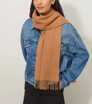 Mulberry Cashmere Fringed Scarf - Neutral