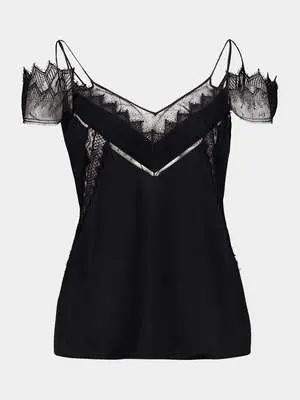 TOM FORD Lace-encrusted Crepe Satin Camisole Top - Black