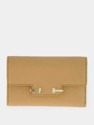 TOM FORD Rhum Supple Grain Leather Aube Compact Wallet - Beige