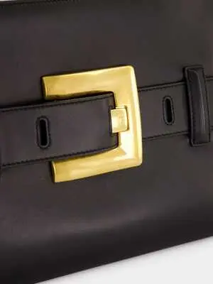 Balmain Anthem Smooth Leather Clutch - Black