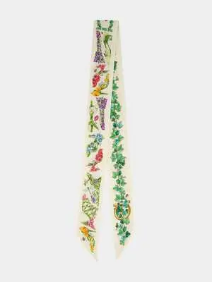 FERRAGAMO Ivory And Sky Blue Eden Shoes Print Silk Mini Bandeau - Multicolour