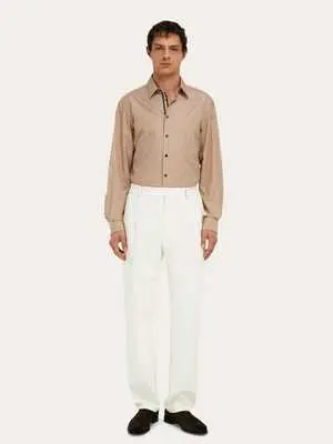 FERRAGAMO Tailored Cotton Cashmere Twill Trousers