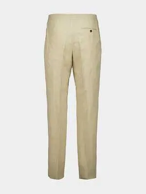 FERRAGAMO Stone Linen Tailored Jogger Pants - Beige