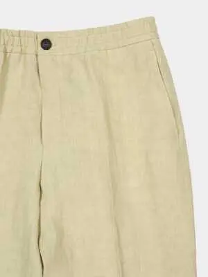 FERRAGAMO Stone Linen Tailored Jogger Pants - Beige