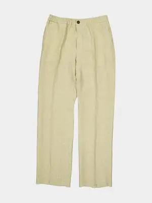 FERRAGAMO Stone Linen Tailored Jogger Pants - Beige