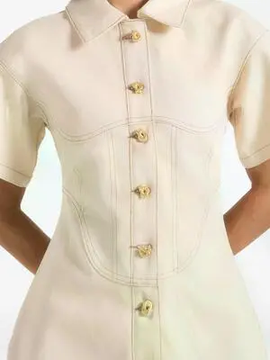 Manière De Voir Contrast Stitch Corset Mini Dress - Neutrals