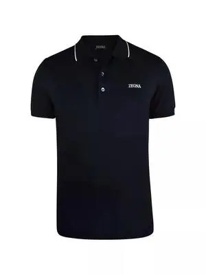 Zegna Logo-embroidered Polo Shirt - Blue