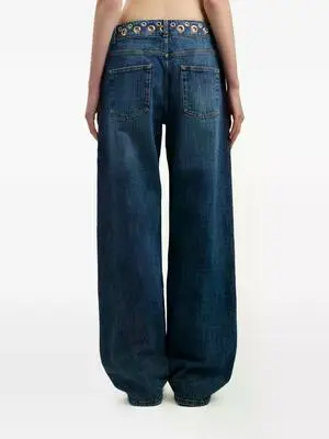 Palm Angels Eyelet Embellished Wide-leg Jeans