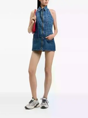 Palm Angels Logo Denim Halter Neck Dress